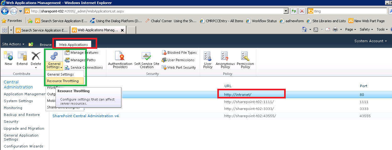 Chanaka's Blog: SharePoint 2010 Resource Throttling