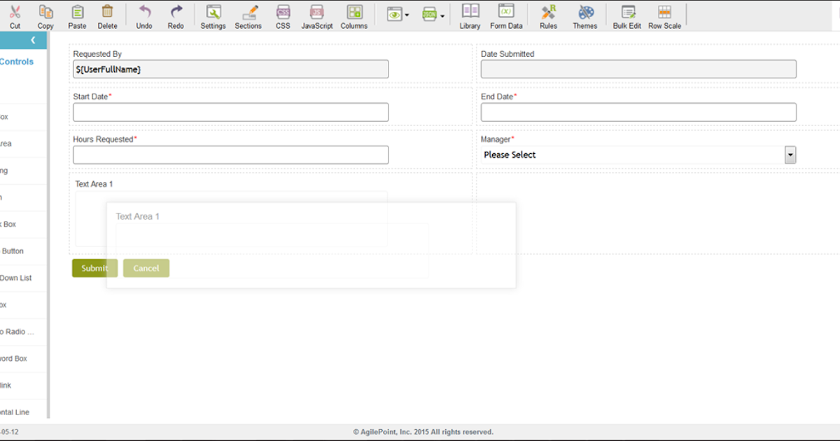 AgilePoint NX: Formulareditor („eForms Builder“)