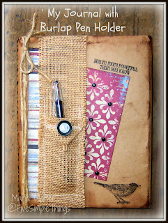 Five Simple Things: My Journal with Burlap Pen Holder