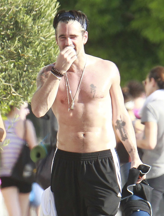 Colin Farrell Sweaty Yoga Workout | Oh yes I am