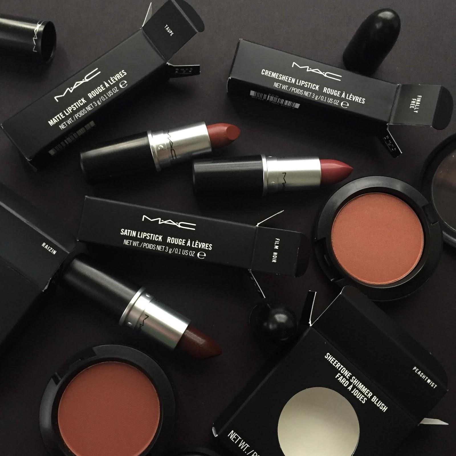 MAC Cosmetics Peach Twist Blush, Razin Blush, Taupe, Finally Free and ...