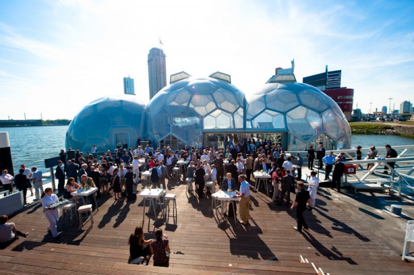 Holland makes EFTE domed floating buildings that cover 4 tennis court ...