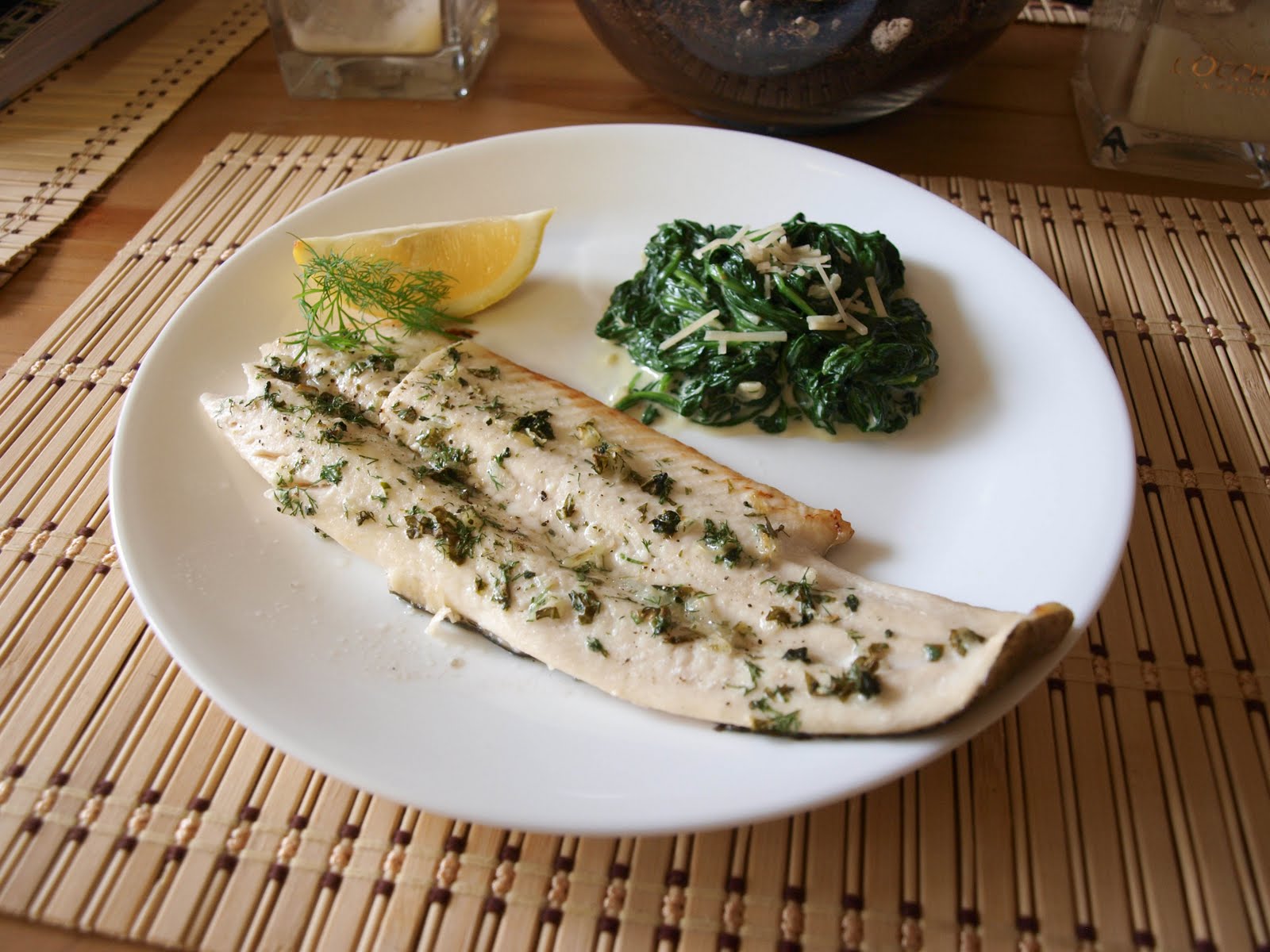 Cook~Love~Craft: Broiled Herb Rainbow Trout with Creamed Spinach