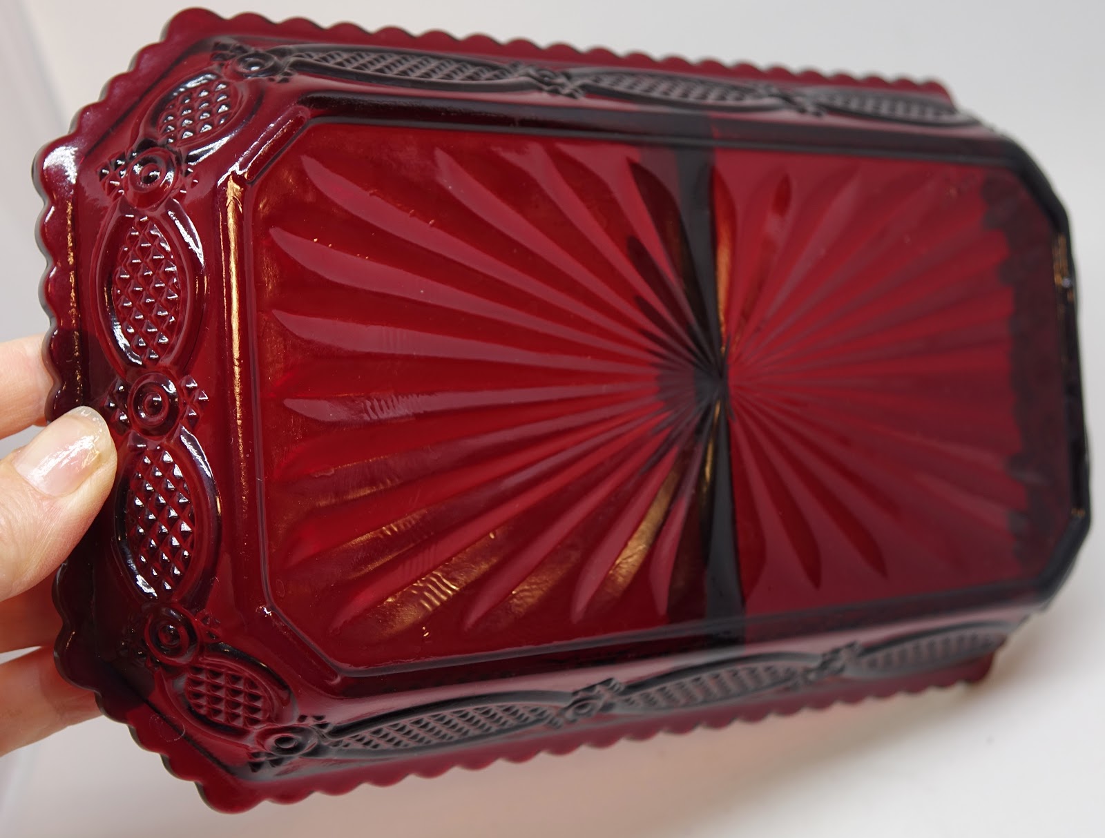 Vintage Avon Cape Cod Ruby Red Glass Relish Dish Divided Tray Rare Elegant Table Ebay
