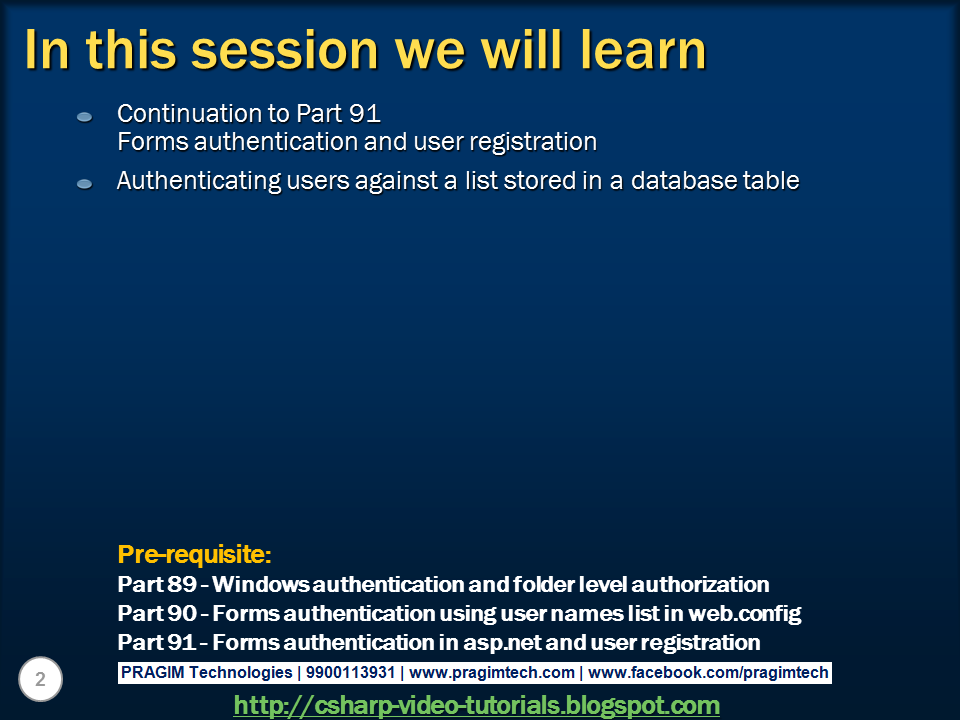 Sql server, .net and c# video tutorial: Part 92 – Forms authentication ...