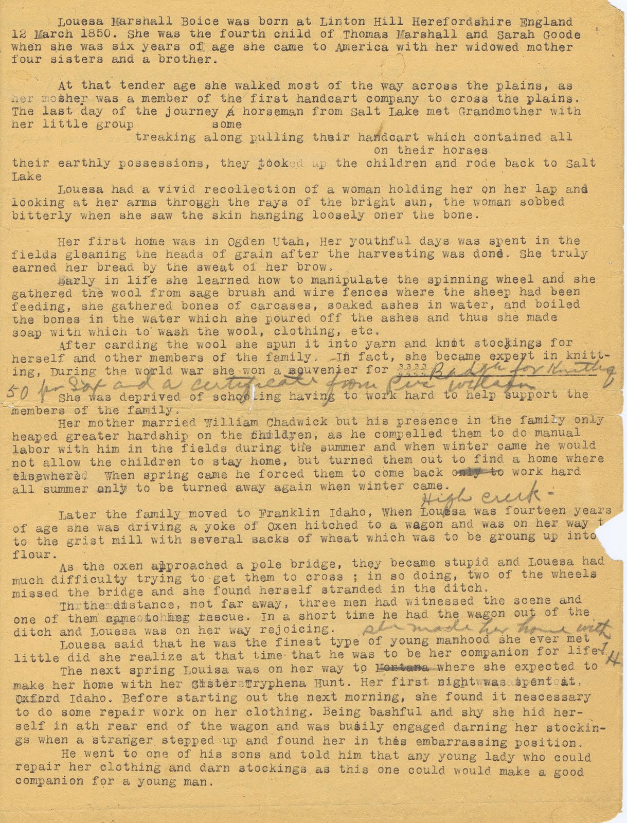 Wyoming Family: Dauean Louisa Marshall Boyce (Boice)