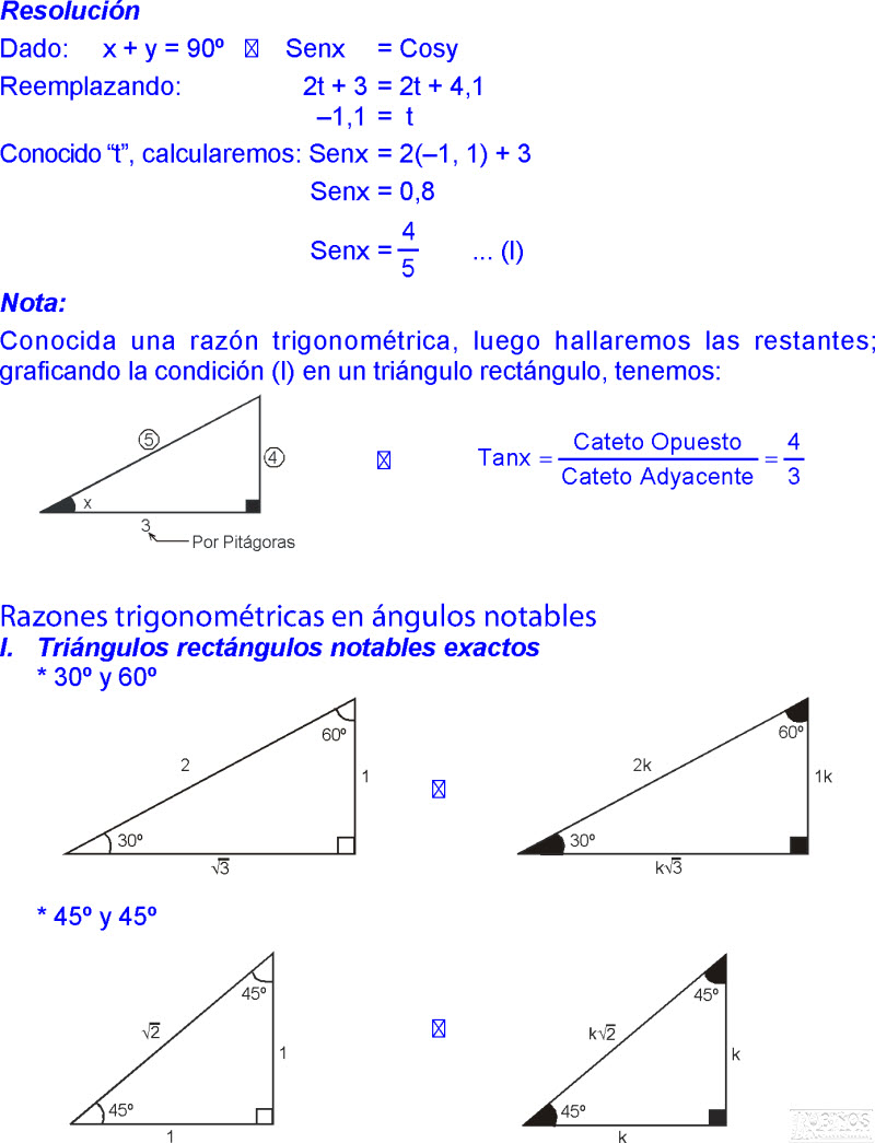 Razones Trigonométricas de Ángulos Agudos Explicaciones y Ejercicios ...
