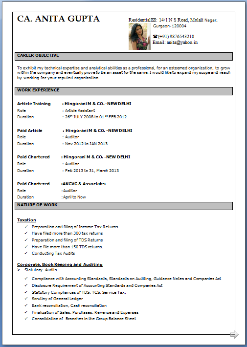 standard biodata format - Resume