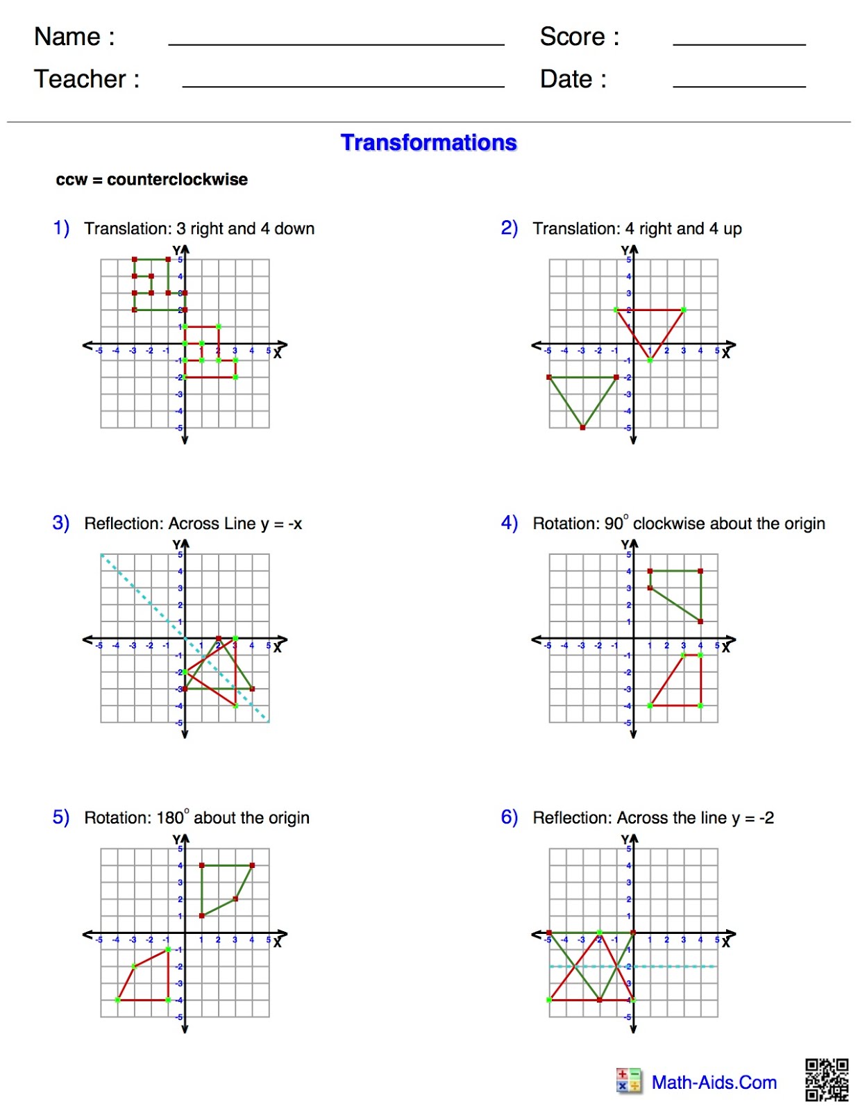 Math with Ms. Green: Review Week 2 Solutions
