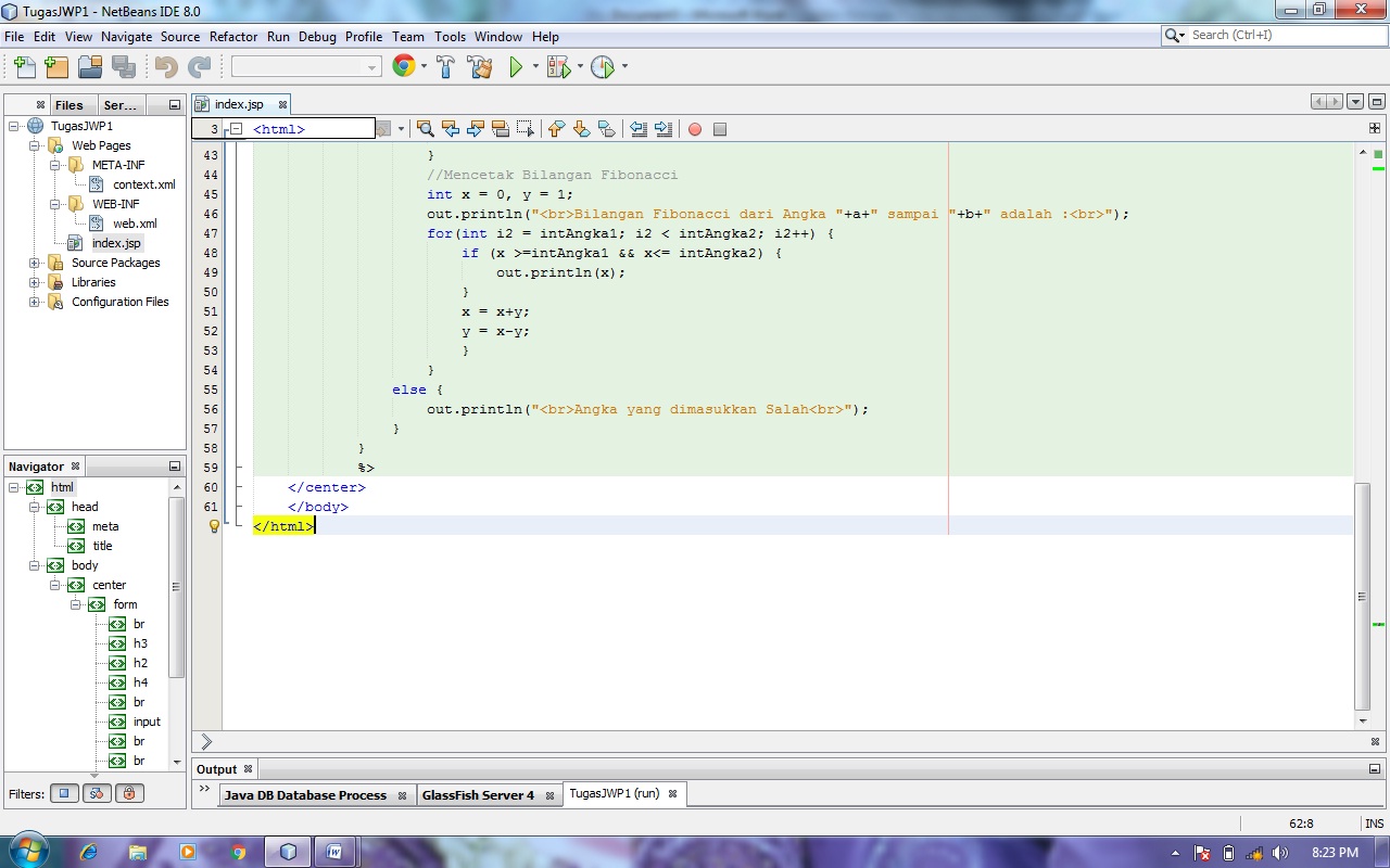 Bilangan Prima dan Fibonacci menggunakan JSP Netbeans ~ Semut Hitam
