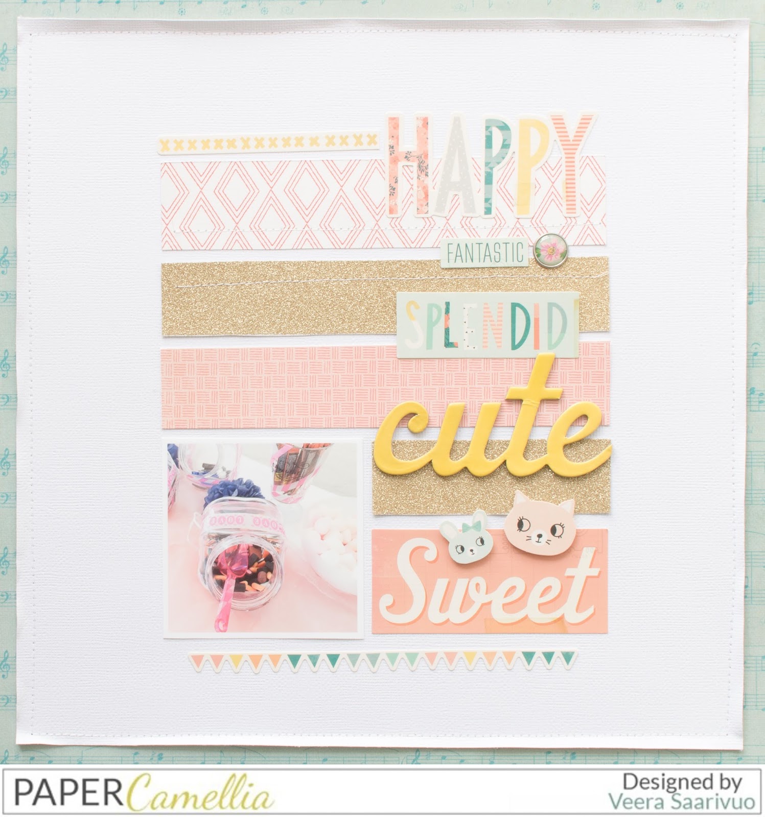 Cute - a layout with a lot of word stickers - V-tyylillä