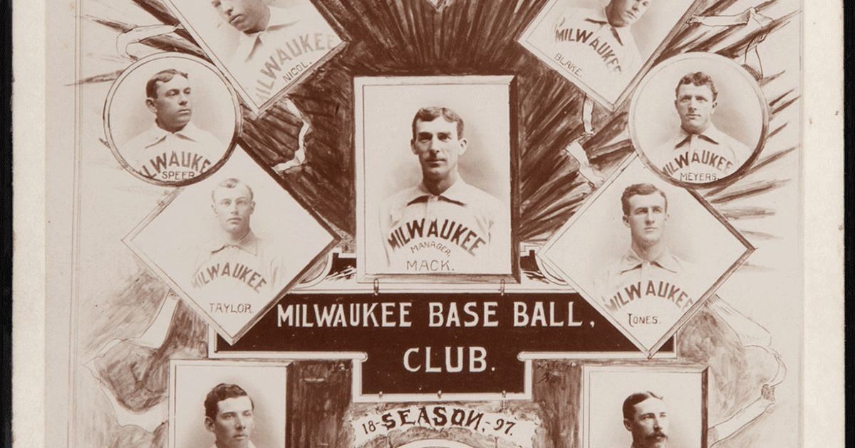Borchert Field: 1897 Milwaukee Brewers Team Cabinet Card with Connie Mack