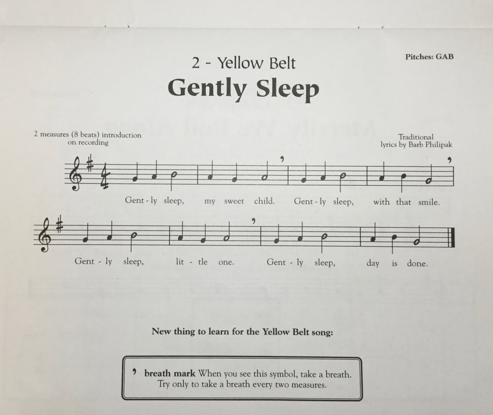 Crestview Recorder Karate: Yellow Belt - Gently Sleep