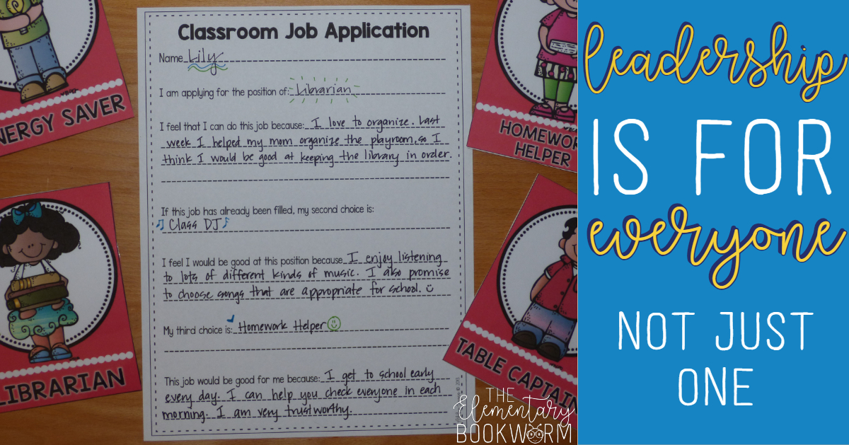 Leadership Jobs for Every Classroom - The Elementary Bookworm