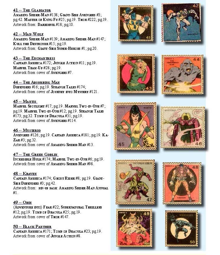 Barry's Pearls of Comic Book Wisdom: Marvel Value Stamps 1974
