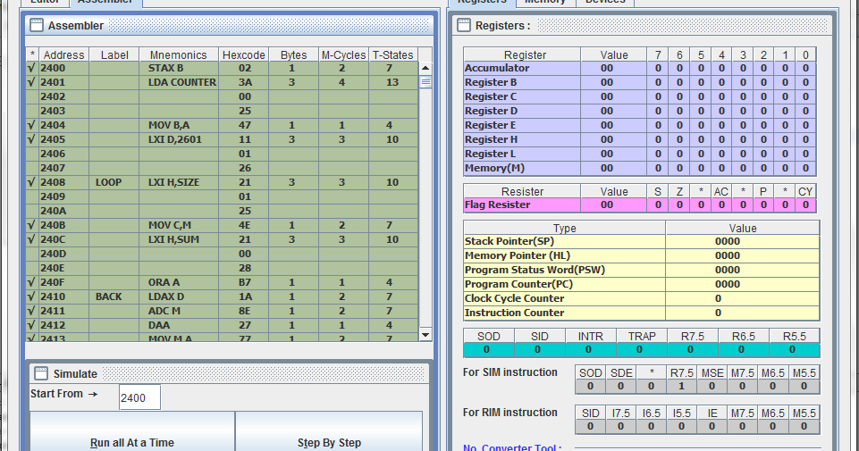 8085 Simulator: 8085 Simulator