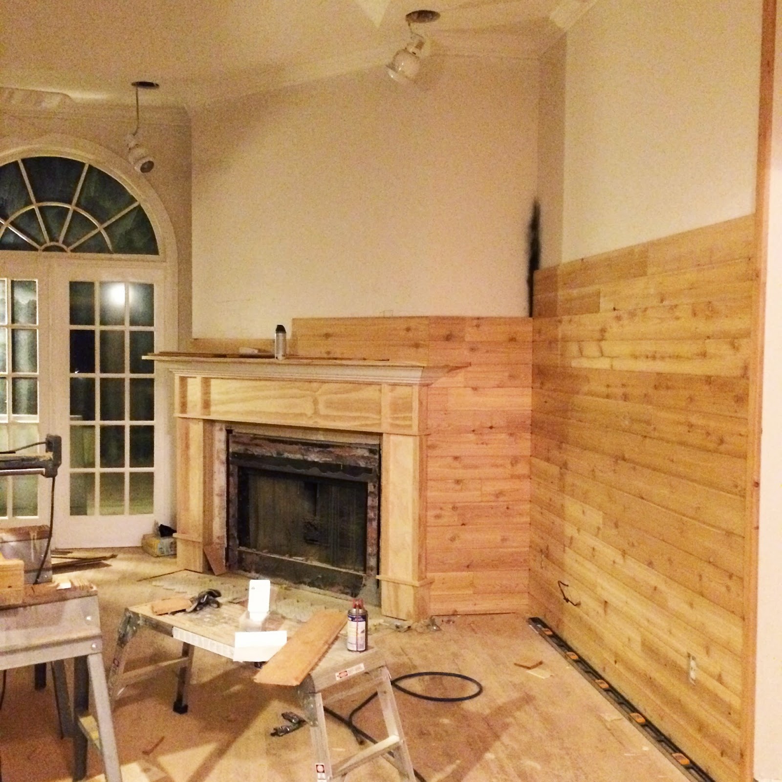 grass stains: A better shot of the wood feature wall