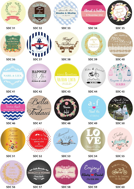 Oh Mai Wedding - Door gift Sticker Kahwin Bunting Button Badge