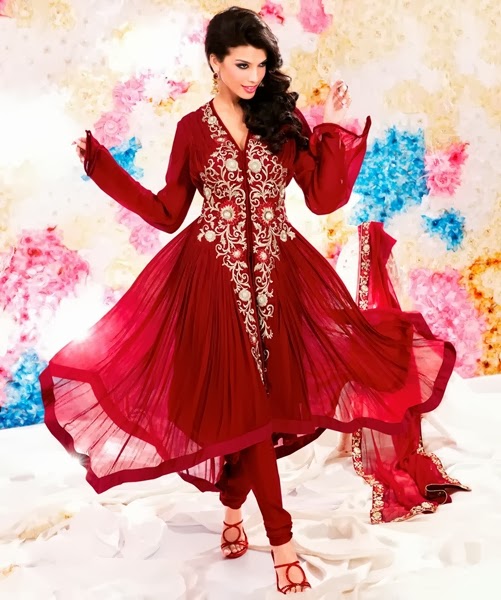 Front Open Double Shirts Designs | Double Shirt Anarkali Suits 2013-14 ...