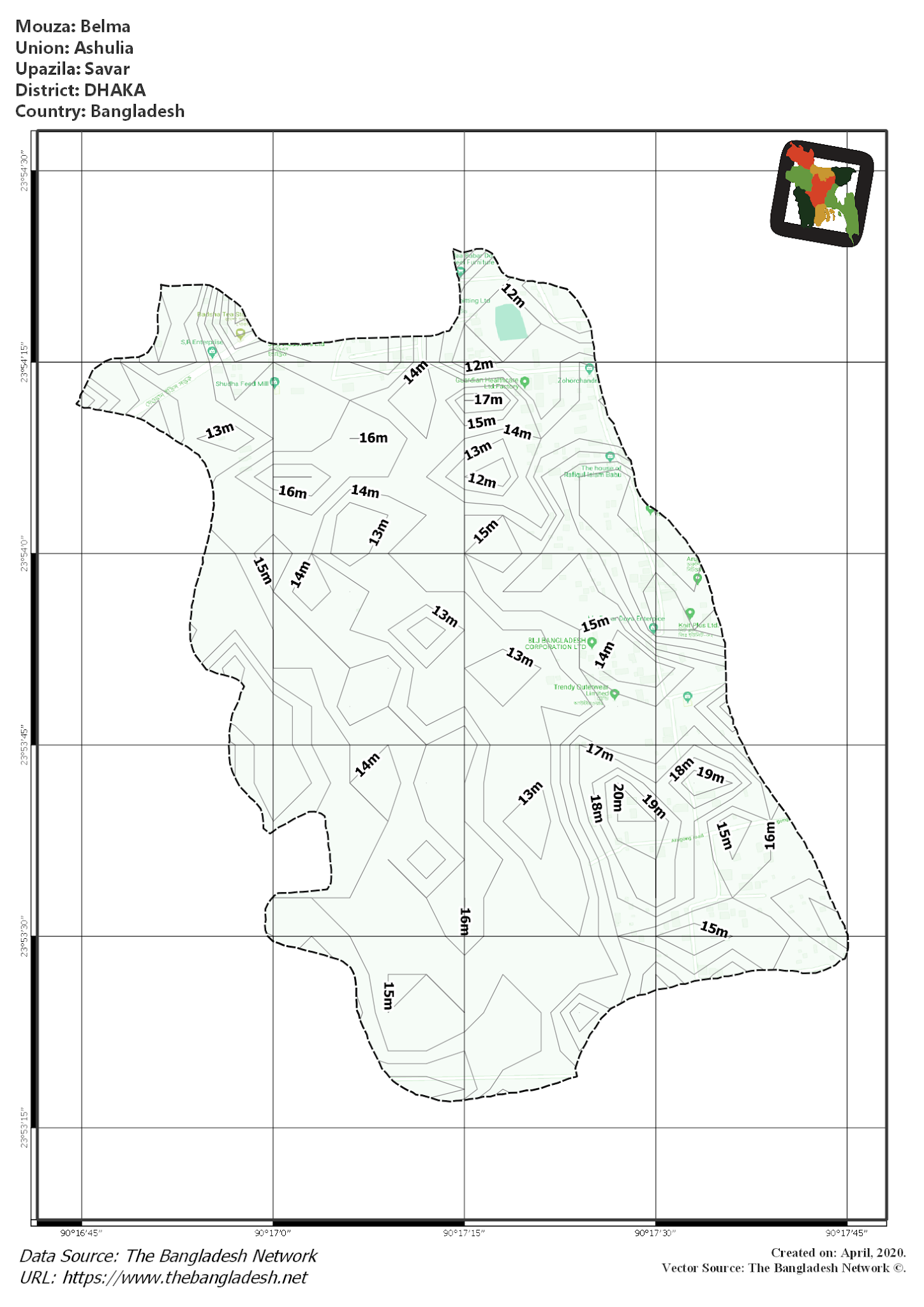 Map of Belma Mouza, Savar, Dhaka