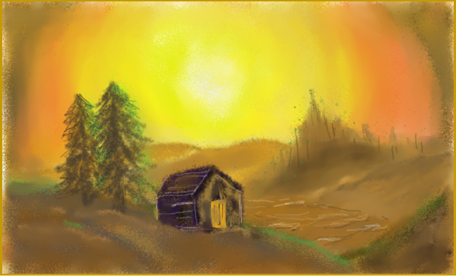 Bob Ross Style - Evening Glow in MS Paint - MSPaint-Art