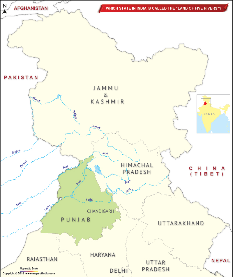 Which state in India is called the “land of five rivers”?