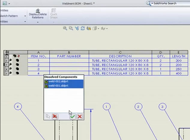 Cut List in the BOM Drawing a Bill of Material. - SolidWorks Share