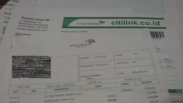 TIKET PESAWAT BODONG | KWITANSI HOTEL BODONG: Contoh Tiket dan Hotel