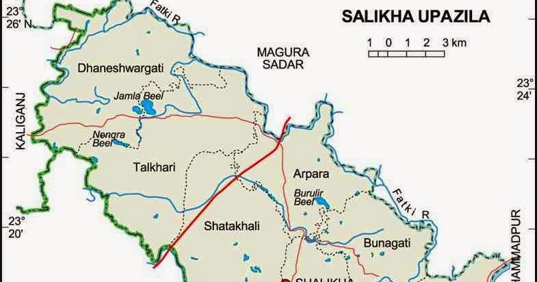 Shalikha Upazila Map, Magura District, Bangladesh