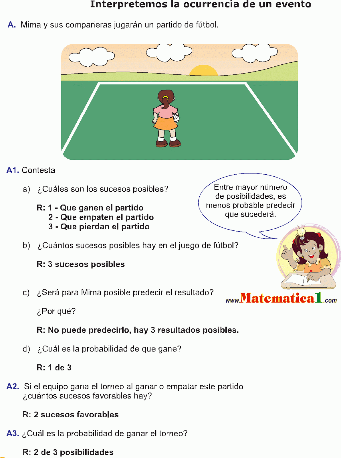 OCURRENCIA DE UN EVENTO EJERCICIOS RESUELTOS DE MATEMÁTICAS DE PRIMARIA PDF