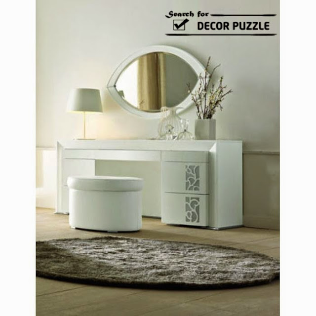 Luxury modern day white dressing table with mirror and lighting designs ...