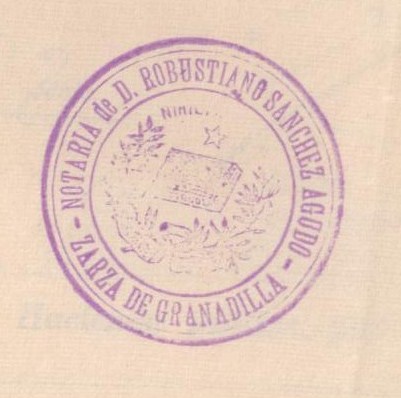 Zarza historia: 1920 - Sellos de la Notaría de Zarza