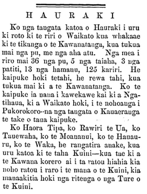 Hauraki, ko ngā tāngata o Hauraki i uru ki te riri o Waikato...