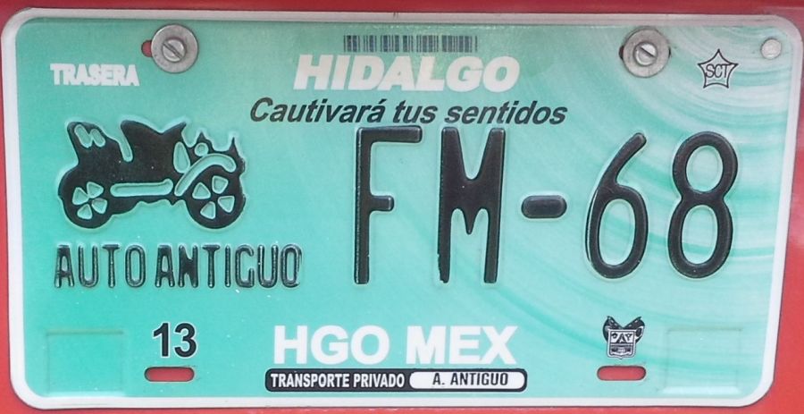 Placas de Autos de México y otras COS-999-AS: Hidalgo: Placa de Auto ...