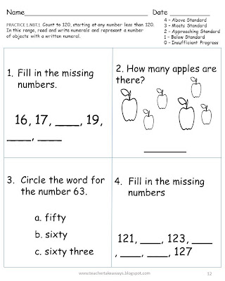 teachertakeaways: Math Assessment for 1st Grade NBT