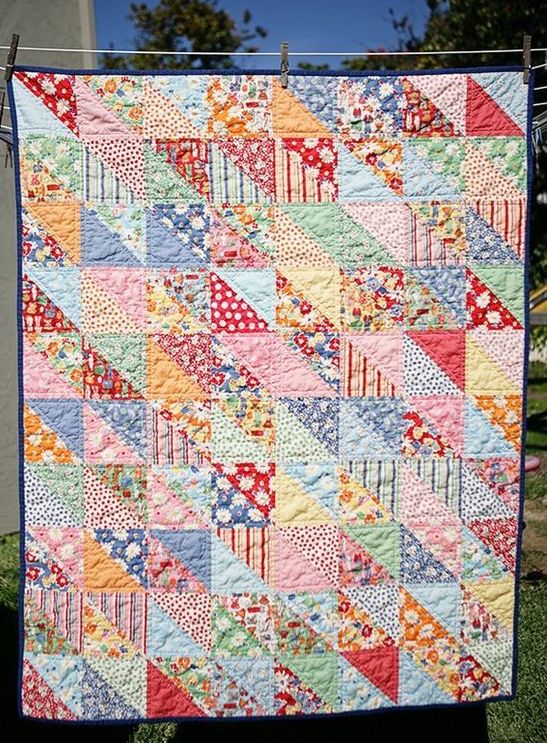 The Red Feedsack Scrappy Half Square Triangle Quilt Block And A Bonus the-red-feedsack-scrappy-half-square-triangle-quilt-block-and-a-bonus