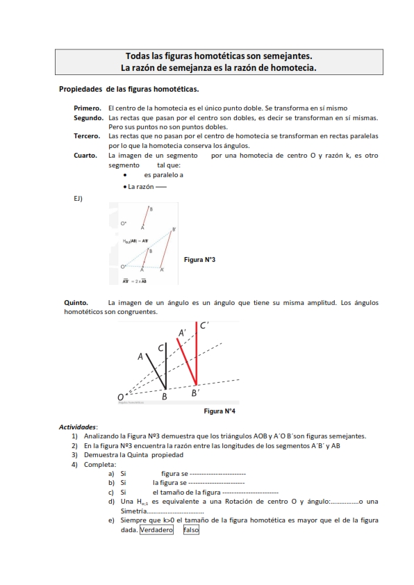 Figuras homotéticas (Matemáticas): Desarrollo