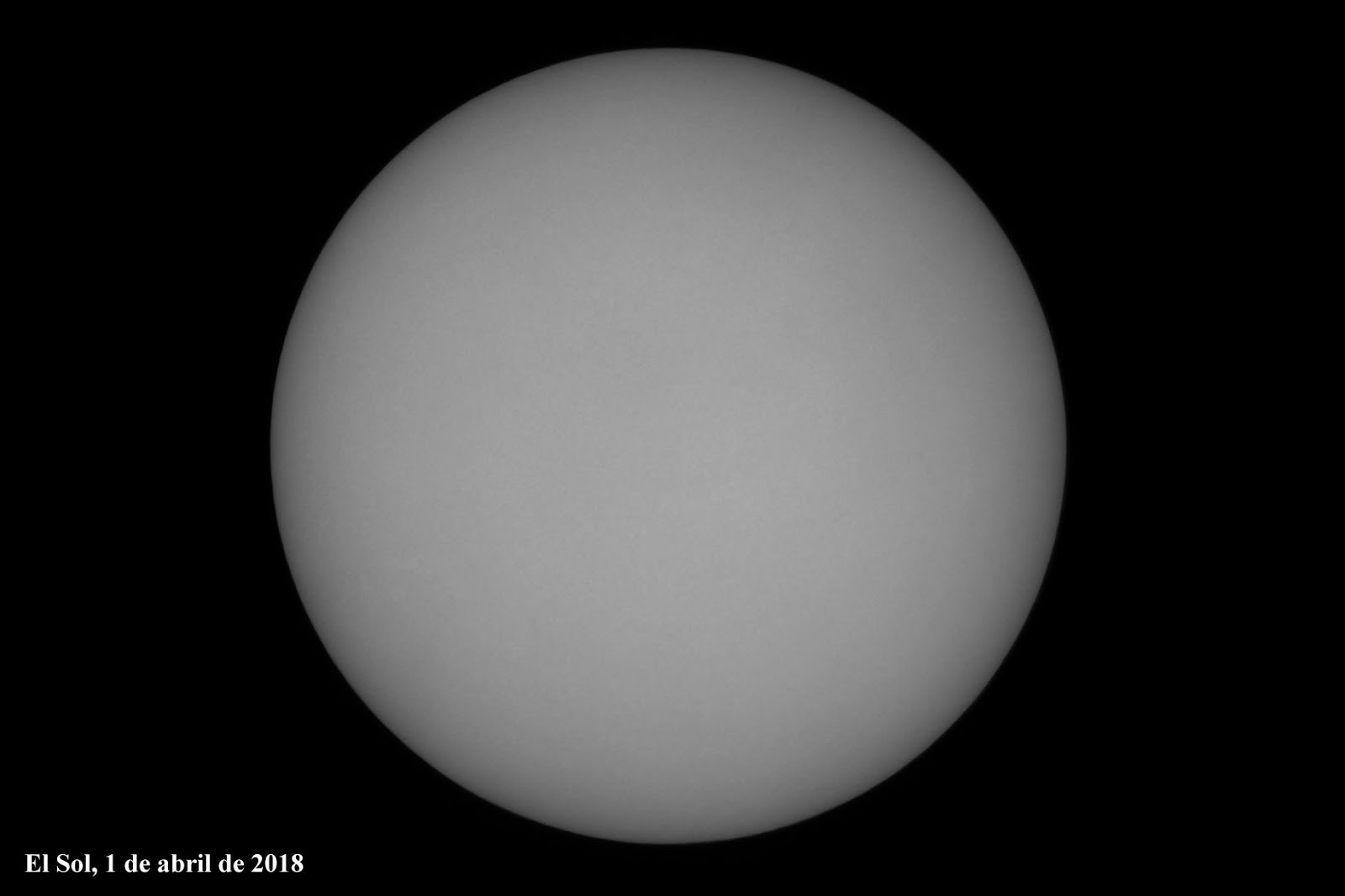 Fotos astronómicas: El Sol, 1 de abril de 2018 (revisión)