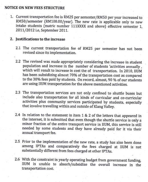 Students' Representative Council IIUM: NOTICE ON NEW FEES STRUCTURE
