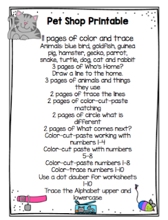Pet Shop Printable "No Prep" ~ Preschool Printables