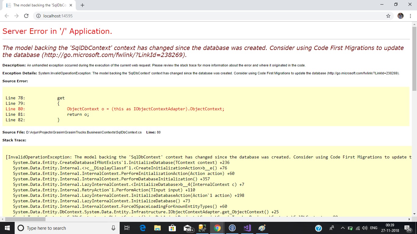 Arjun Dhilod Error In Mvc Entity Framework