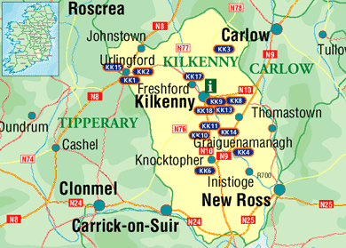 Kilkenny Map Region City - Map of Ireland City Regional Political