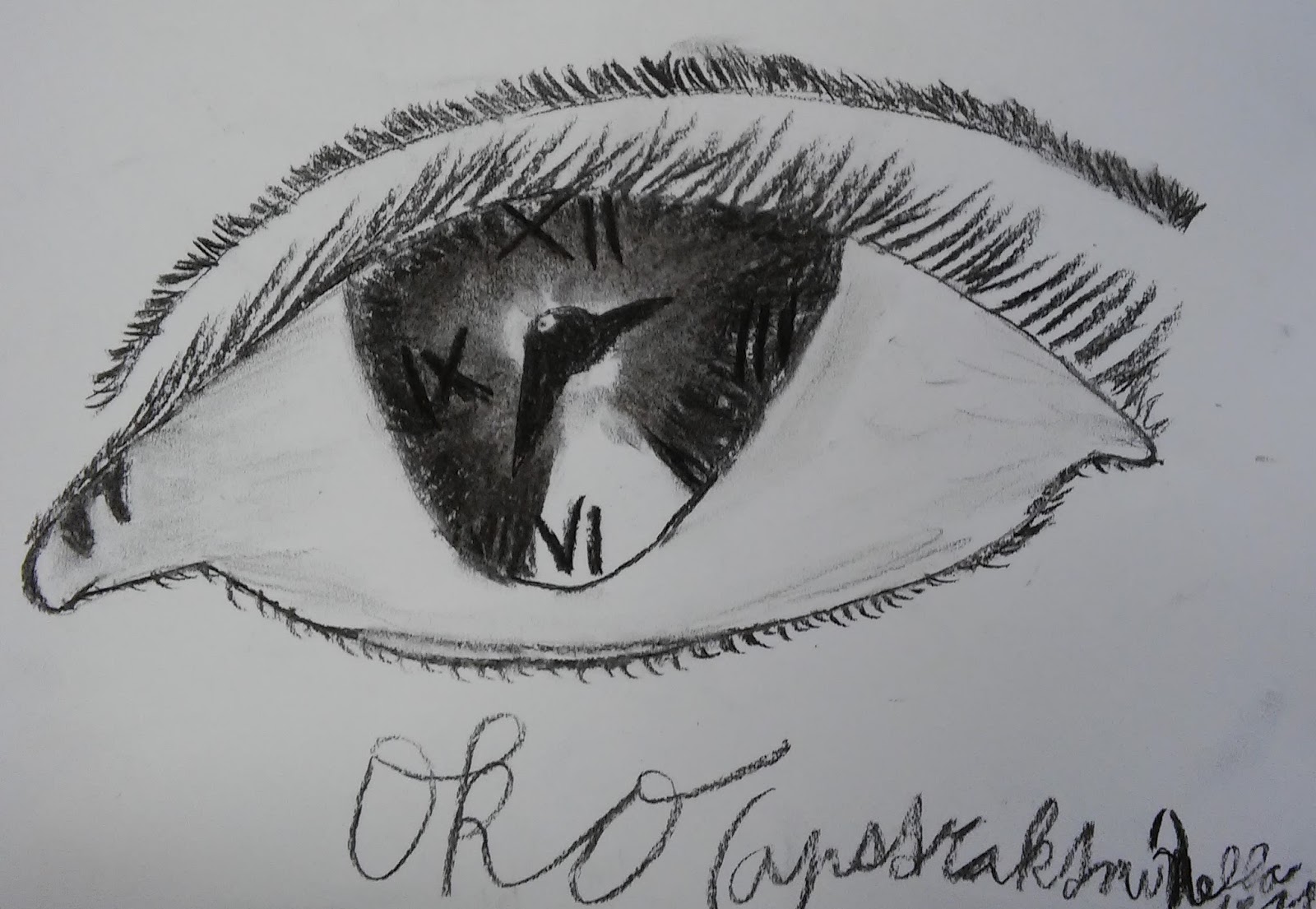 Charcoal drawing - human eye / Kresba uhlem - lidské oko