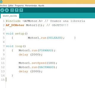 Portfolio: Educando entre tecnología: Control motor arduino con shield L293