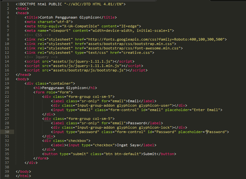 PENERAPAN GLYPHICON PADA BOOTSTRAP - Budayakan Berbagi