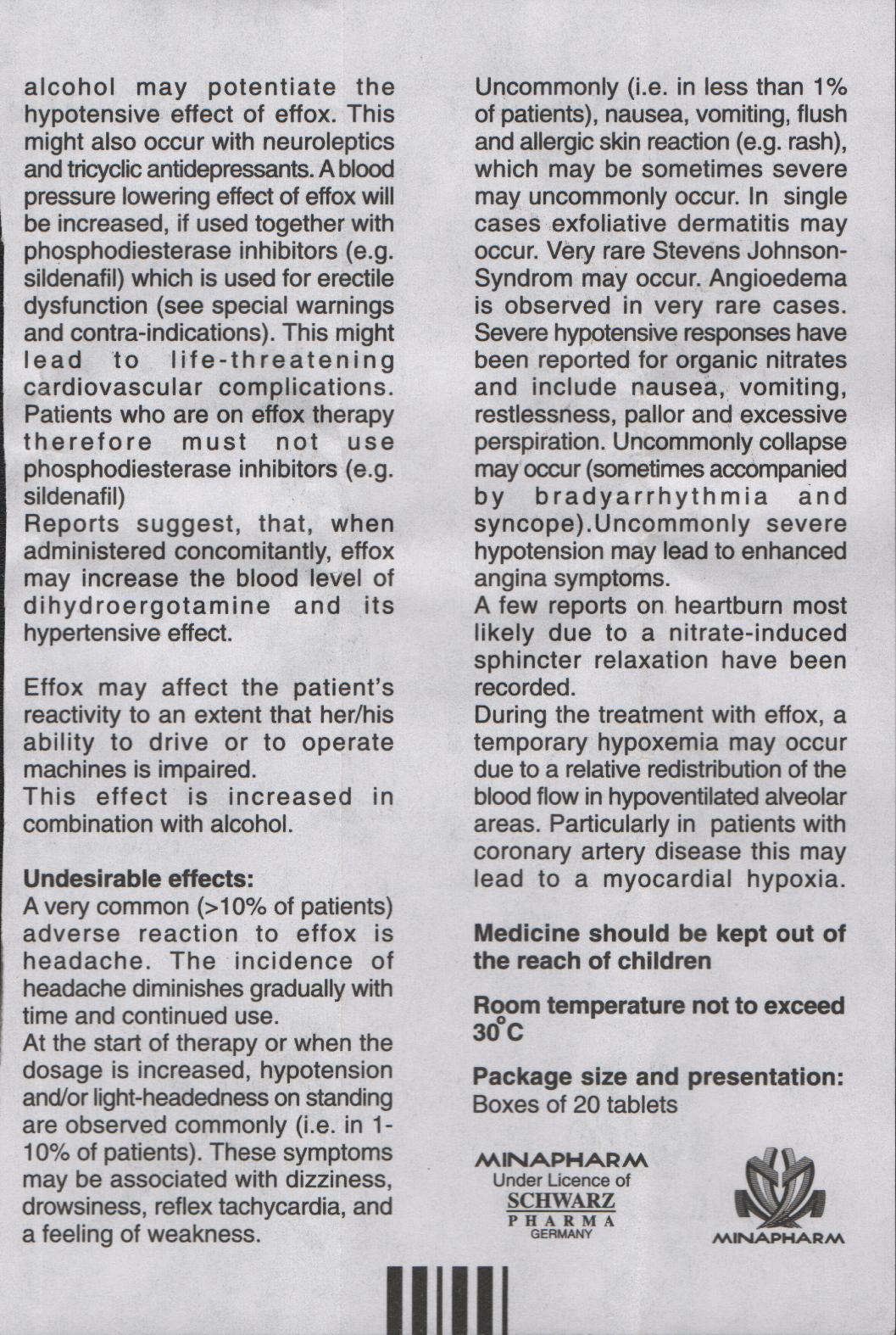 Drug Pamphlet: effox (Rest Of Pamphlet)