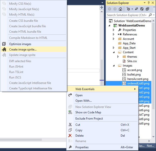 Creating Image Sprite in Visual Studio - Web Essential