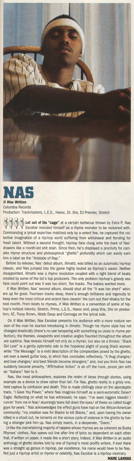 HipHop-TheGoldenEra: Album Review : Nas - It Was Written - 1996