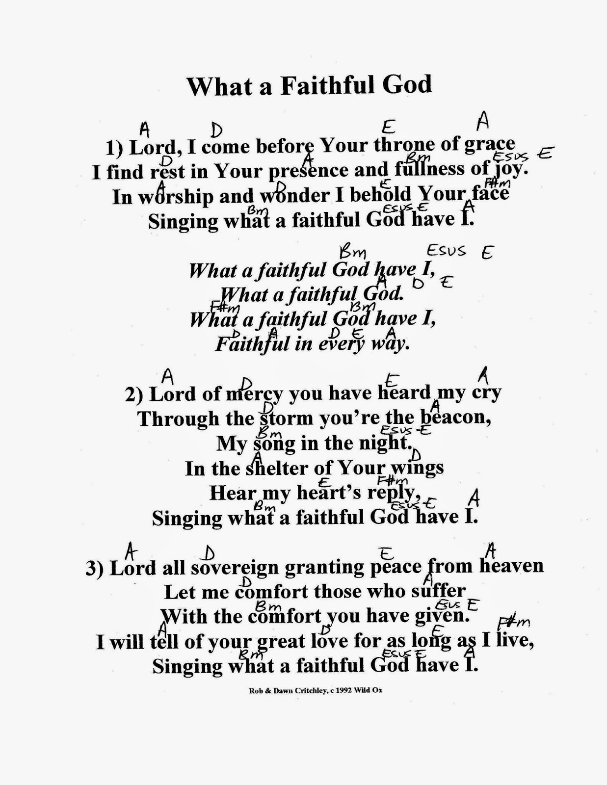 Worship Lead Sheets: What a Faithful God - Rob Critchley