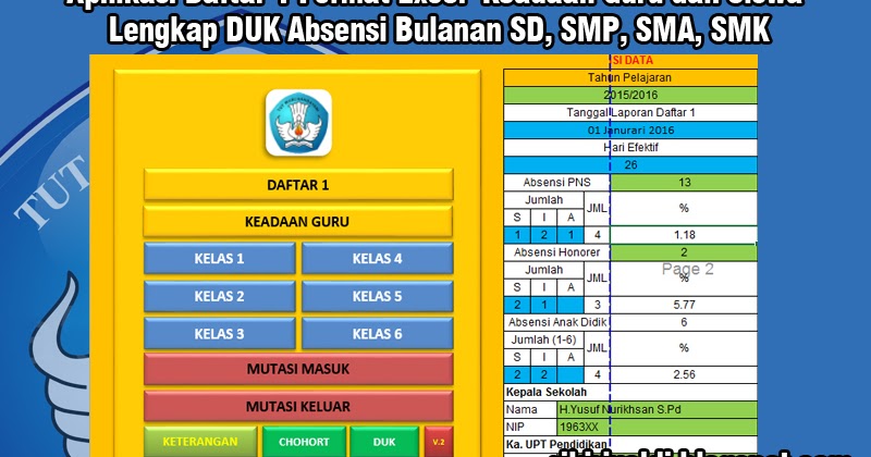 Aplikasi Daftar 1 Format Excel Keadaan Guru dan Siswa Lengkap DUK ...